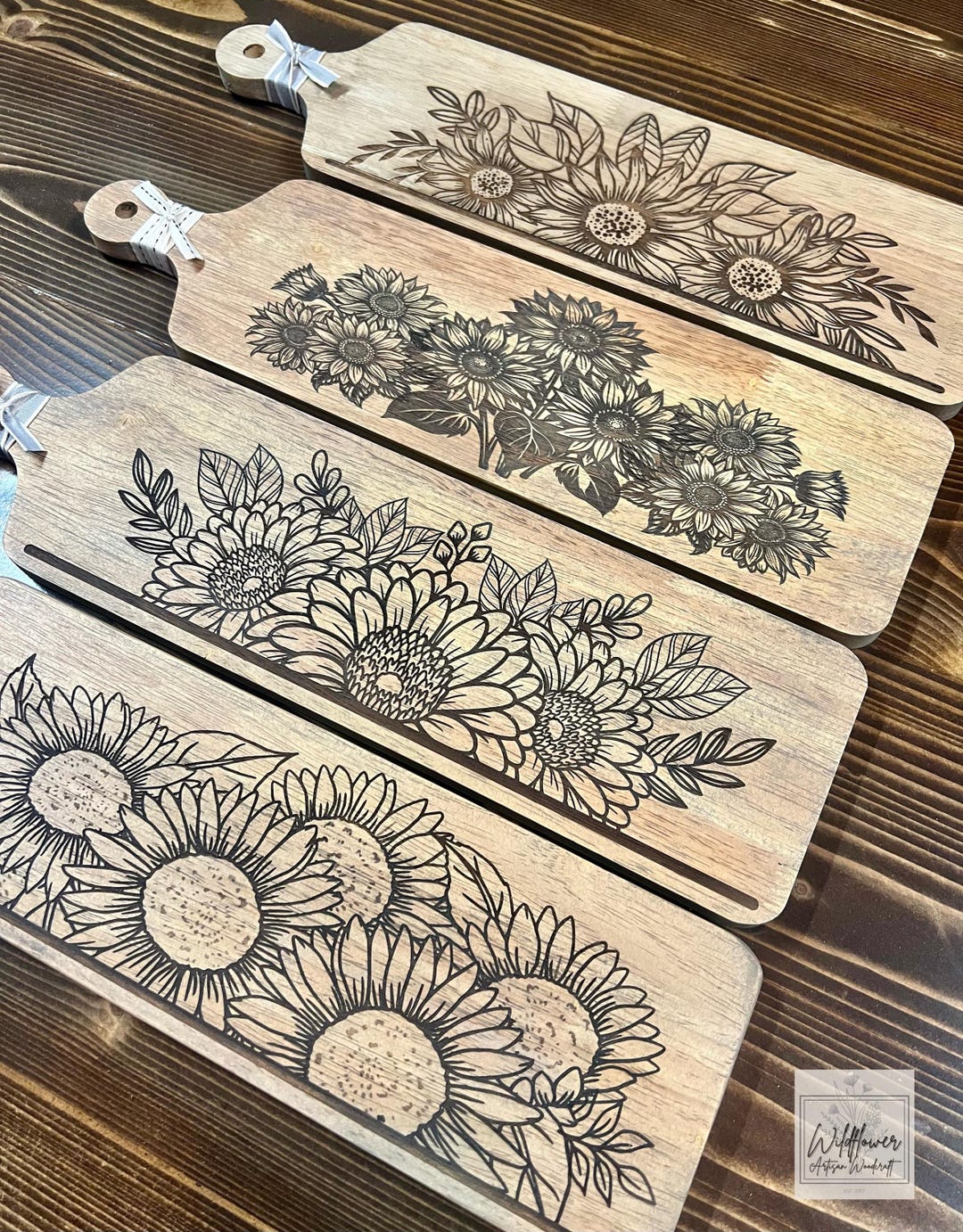 Laser Engraved Sunflower Cutting Board: Rustic Home Decor - Etsy