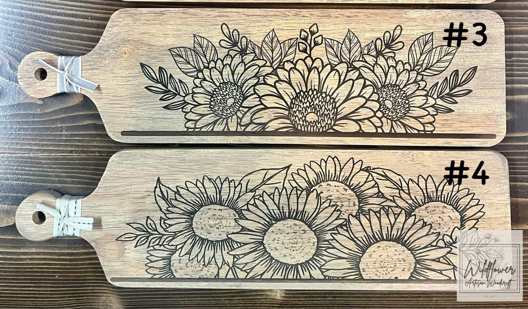 Laser Engraved Sunflower Cutting Board: Rustic Home Decor - Etsy