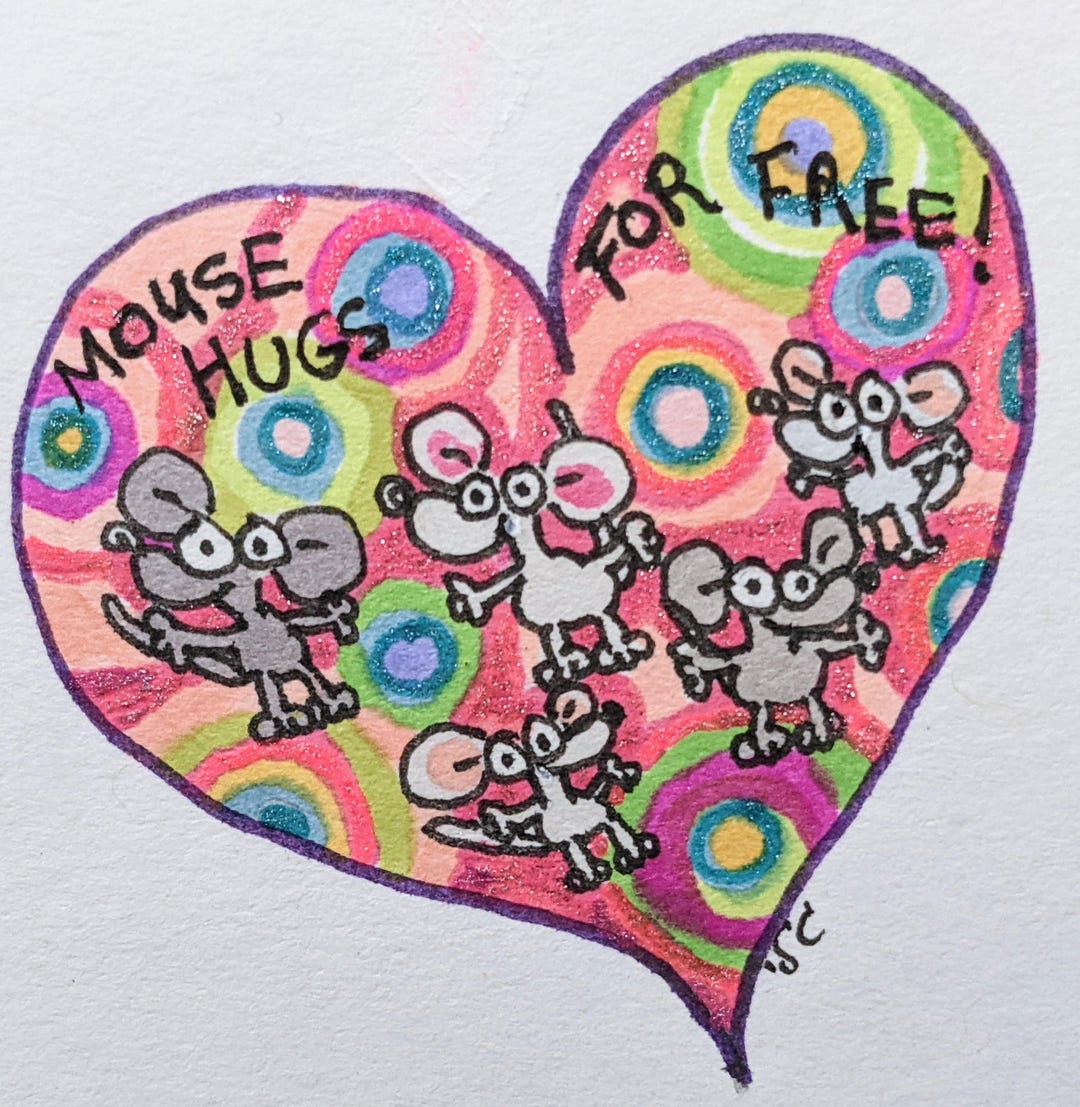 Mouse Hugs for Free! Mice for Peace Greeting Card for Valentine's Day ...