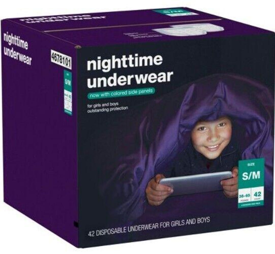 Night Time Underwear Girls and Boys Nighttime Bedwetting Underwear S/M ...