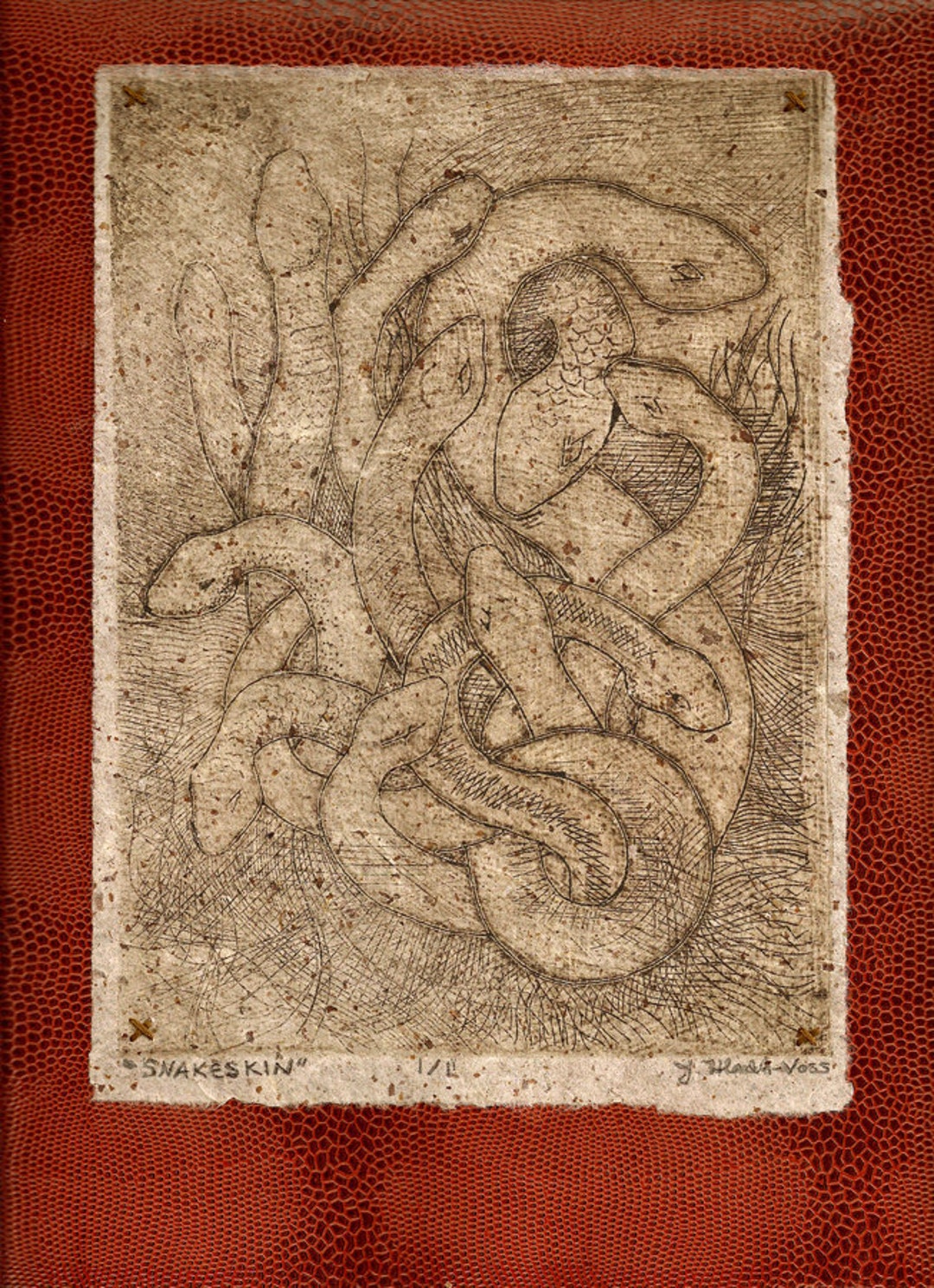 Snakeskin Steampunk Art Original Collograph Monoprint 11 X 14 28 X 35 ...