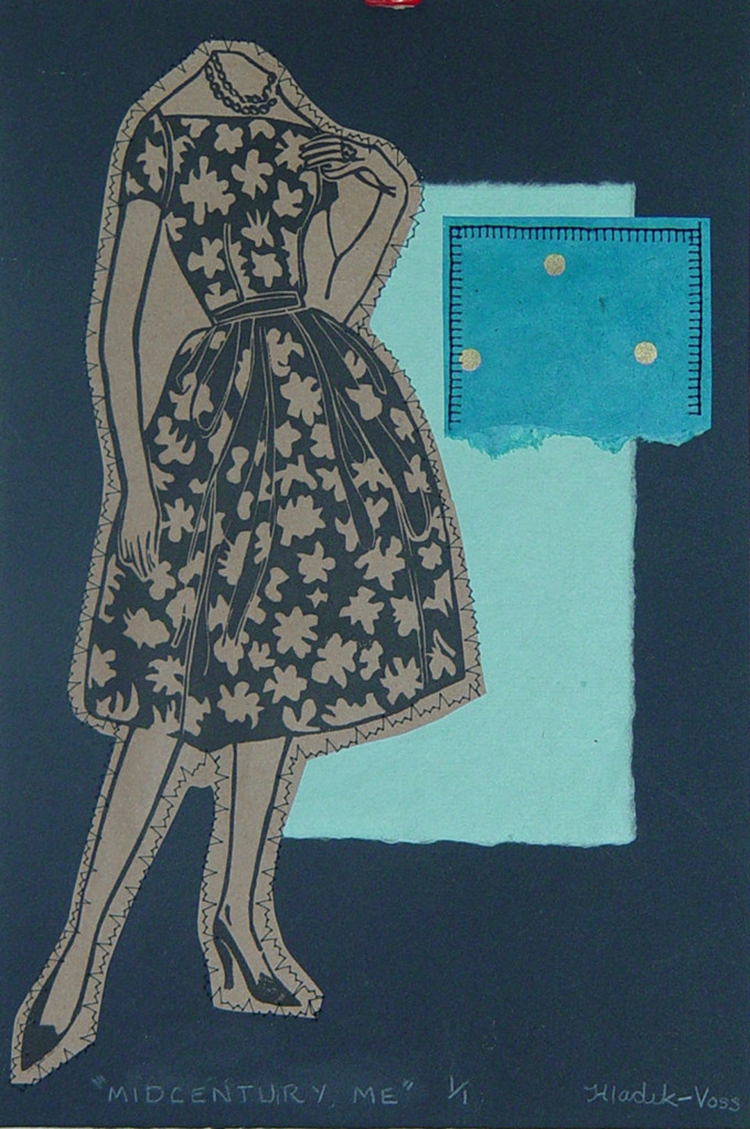 Midcentury Fashion Linocut- Retro Collage Monoprint Art- 8 X 12 Inch - Etsy