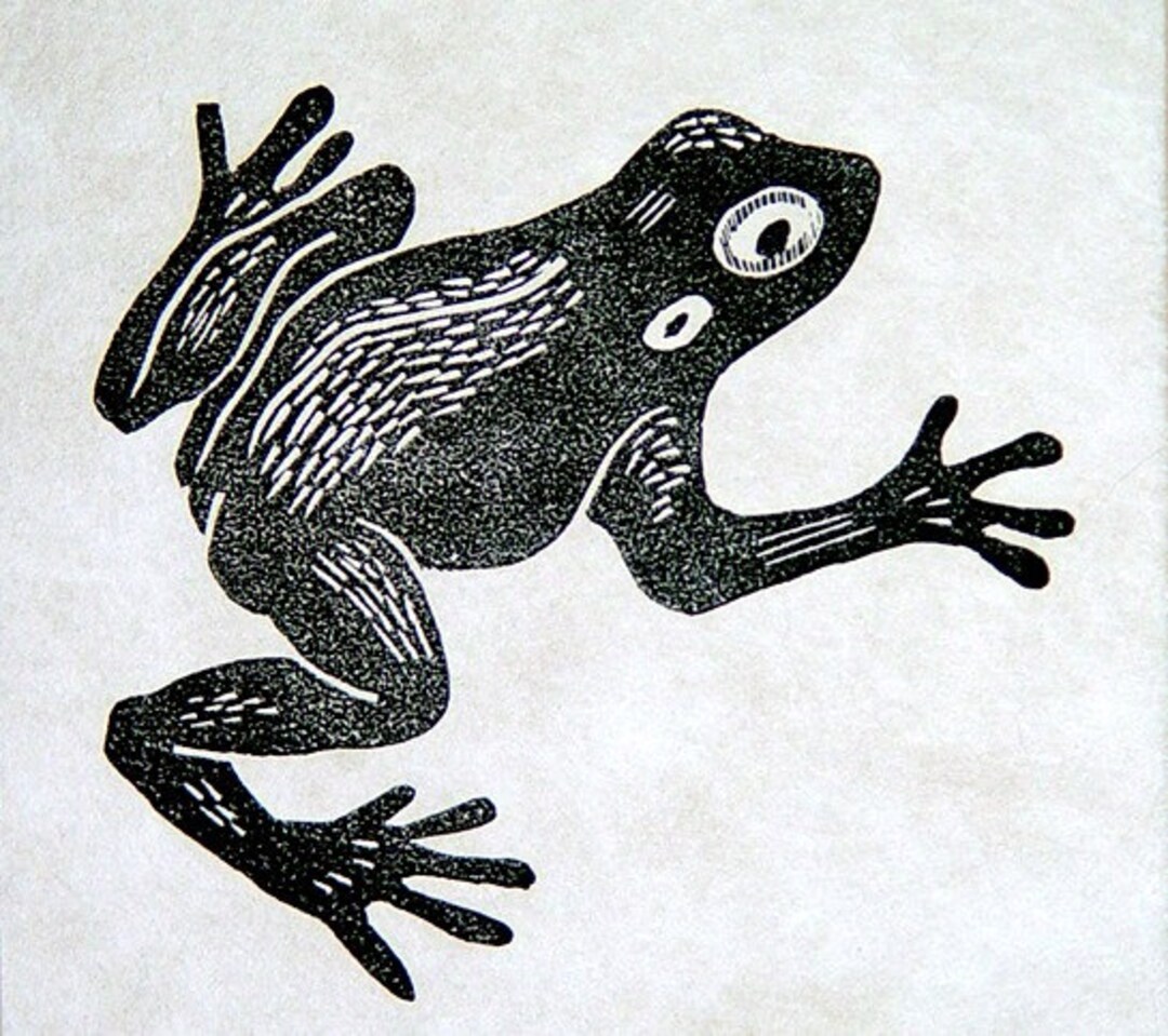 Frog Linocut Artist Print 10 X 12 - Etsy