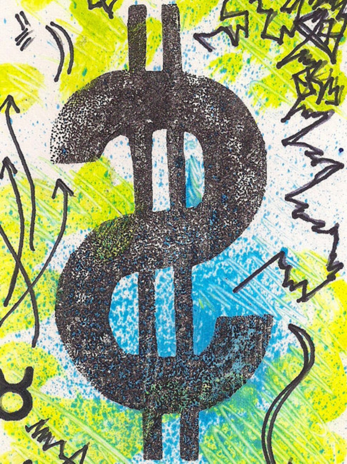 Money Dollar Monotype Print 6 X 8 back End - Etsy Australia