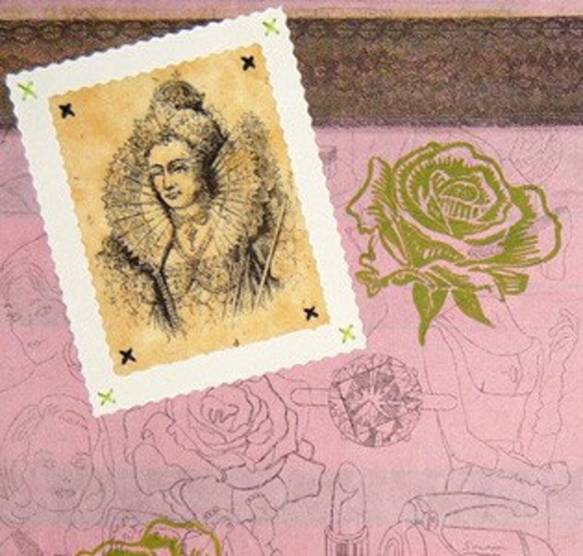 Original Etching Monoprint Renaissance Queen Elizabeth 24 X - Etsy