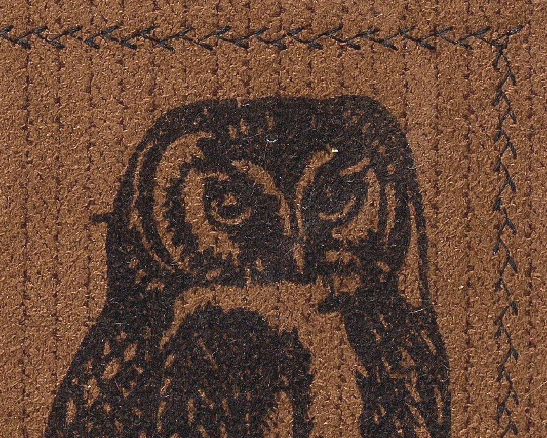 Preppy Owl Linocut on Fabric Monoprint Original-4 X 6 Inch Brown - Etsy
