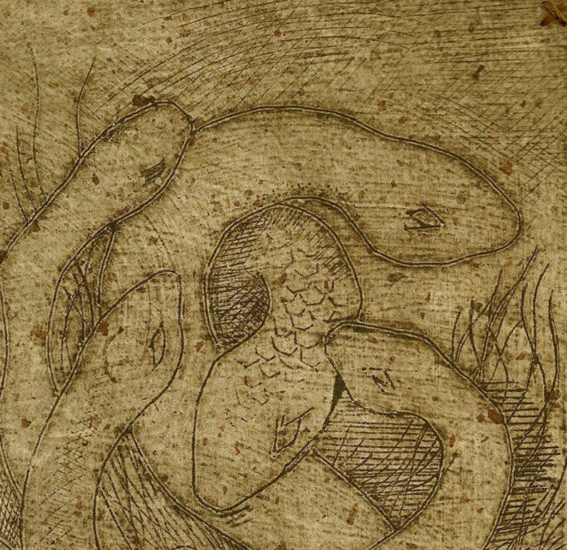Snakeskin Steampunk Art Original Collograph Monoprint 11 X 14 28 X 35 ...