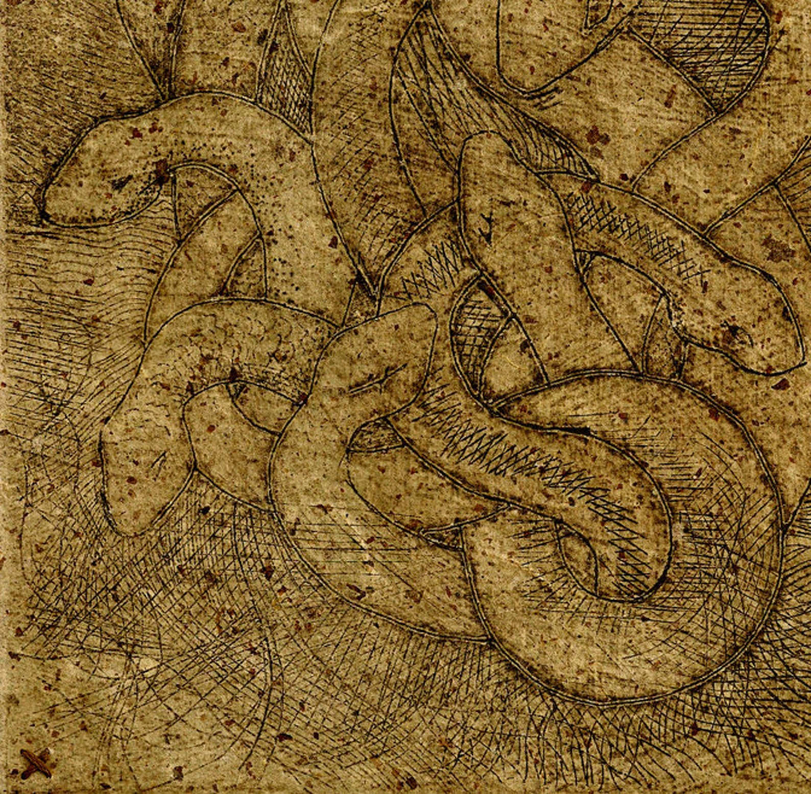 Snakeskin Steampunk Art Original Collograph Monoprint 11 X 14 28 X 35 ...