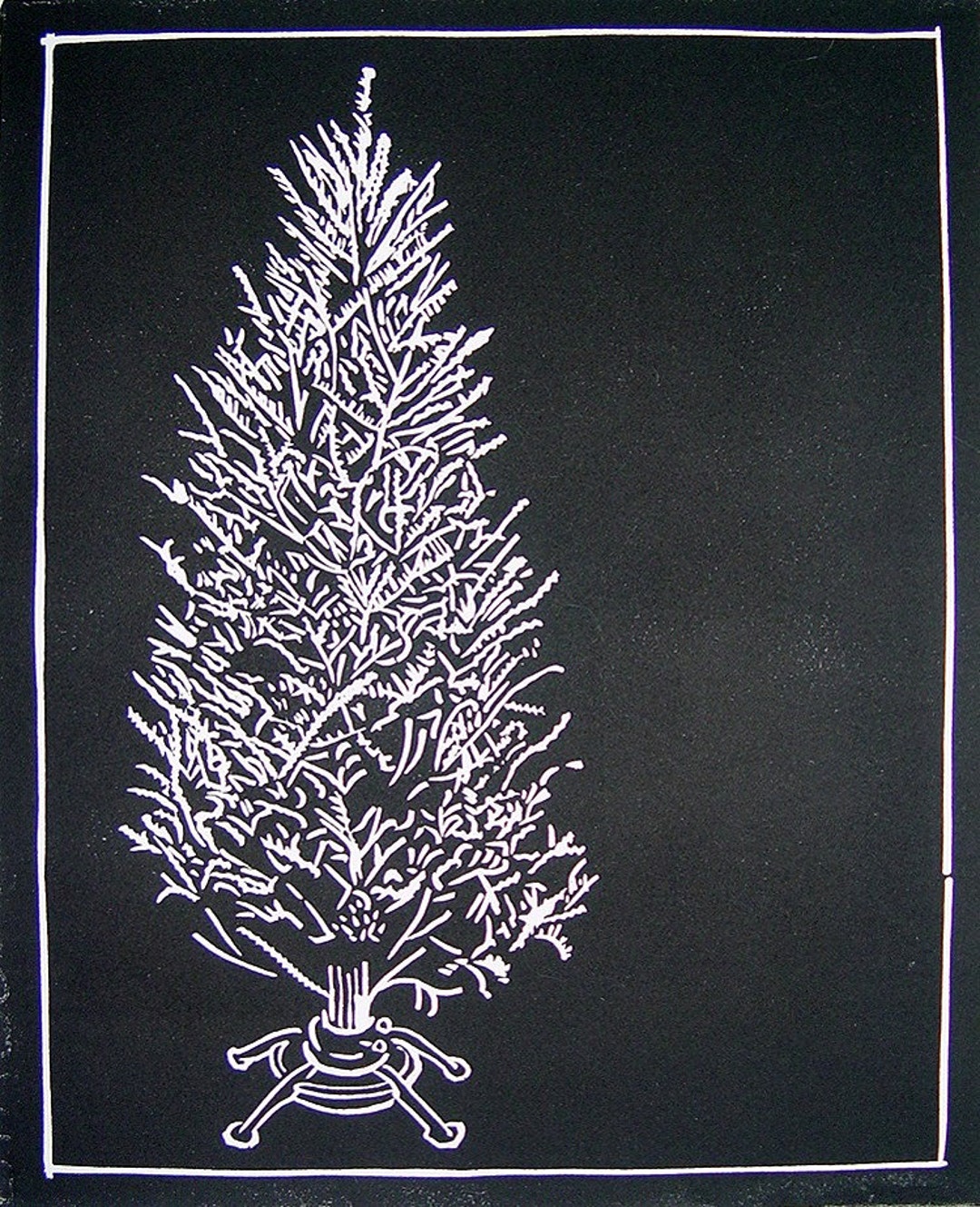 Dark Goth Linocut Print Creepy Christmas Tree Original Print 8 X 10 ...