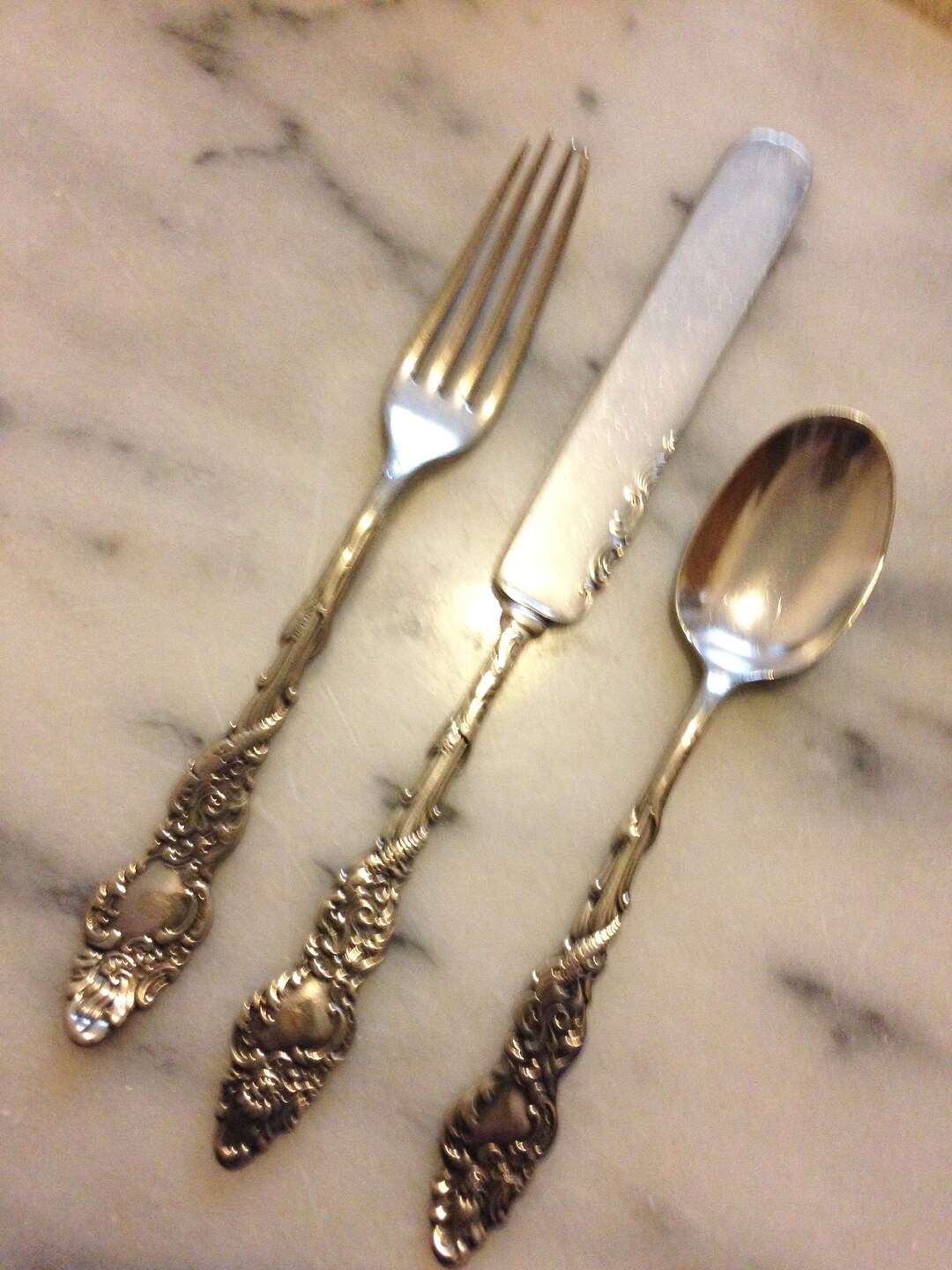 Vintage 3 Piece Rogers Bros. Youth Silverware Set Ornate Design - Etsy
