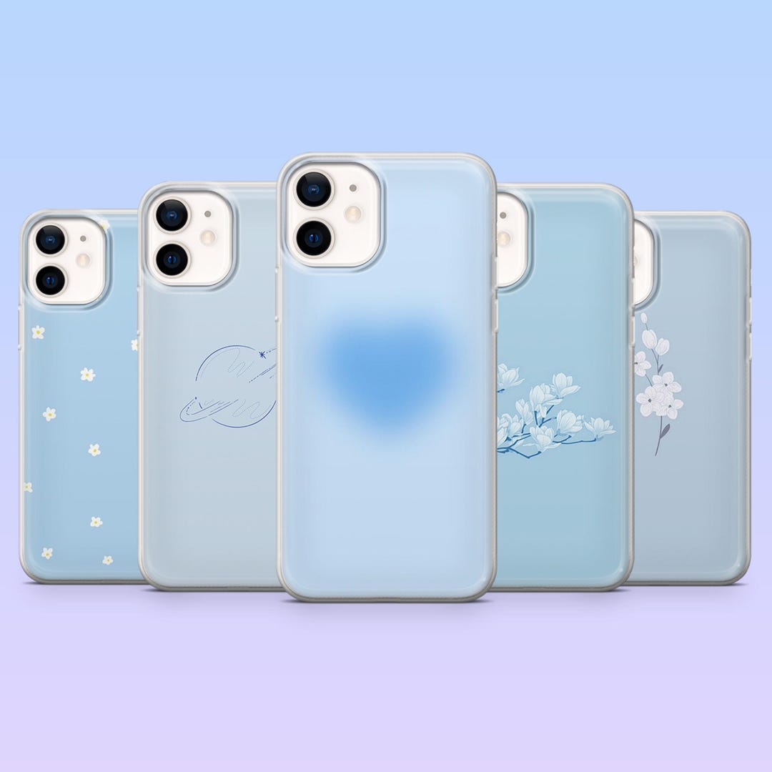 Cute Minimalist Phone Case Simple Pastel Blue Cover for iPhone iPhone ...