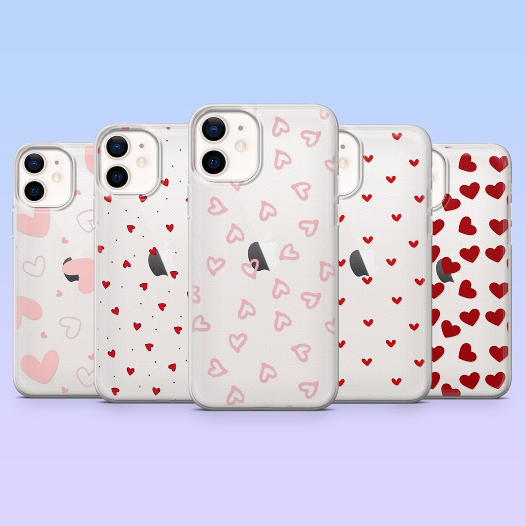Clear Heart Phone Case Pink Heart Mini Heart Cover for iPhone 17pro, 16 ...