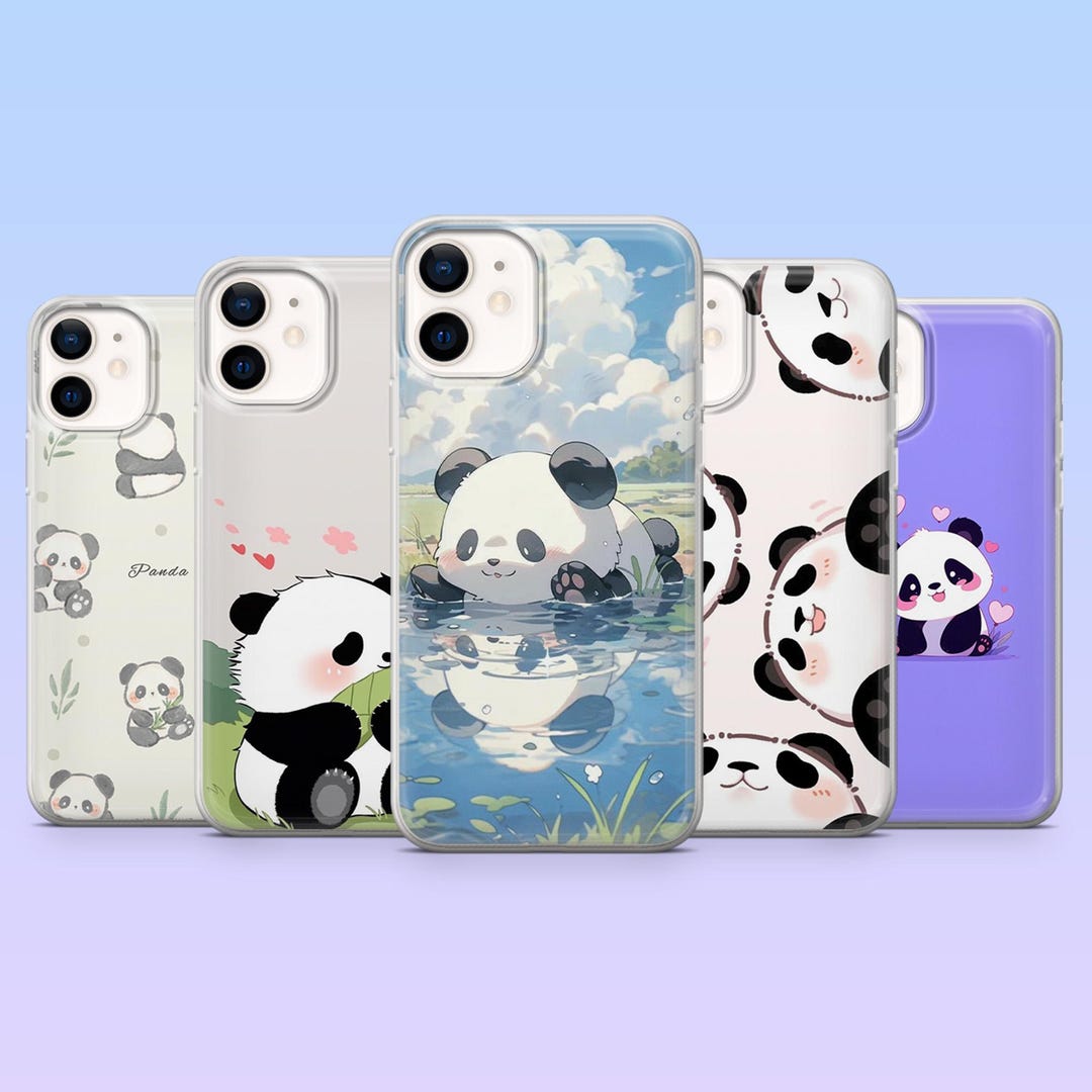 Cute Panda Phone Case Adorable Kawaii Animal Cover for iPhone 16, 15 ...