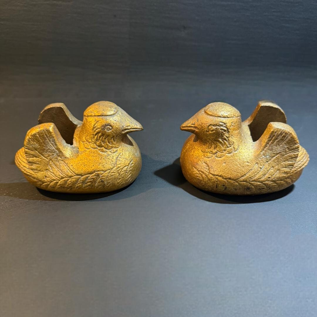 Antique Cast Iron Bird Shaped Screen Holders, Signed. Early 20th ...