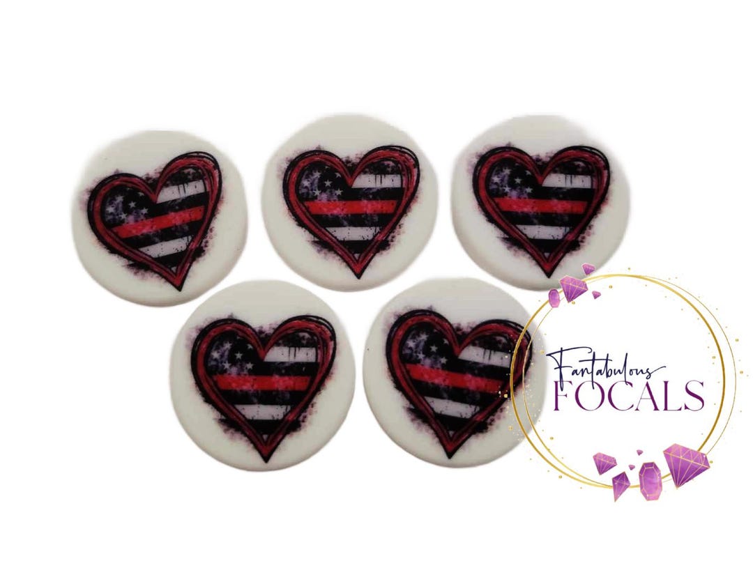 30mm "firefighter Heart" Custom Exclusive Silicone Focal - Etsy
