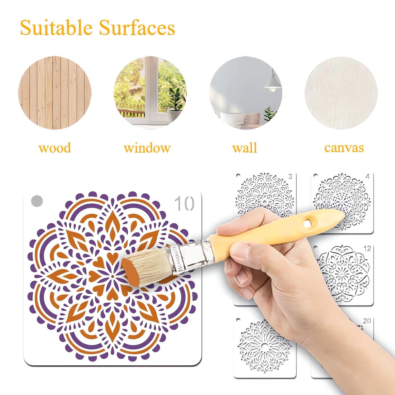 Mandala Stencils for Painting, 64PCS 4.7x4.7 Rangoli Stencils for ...