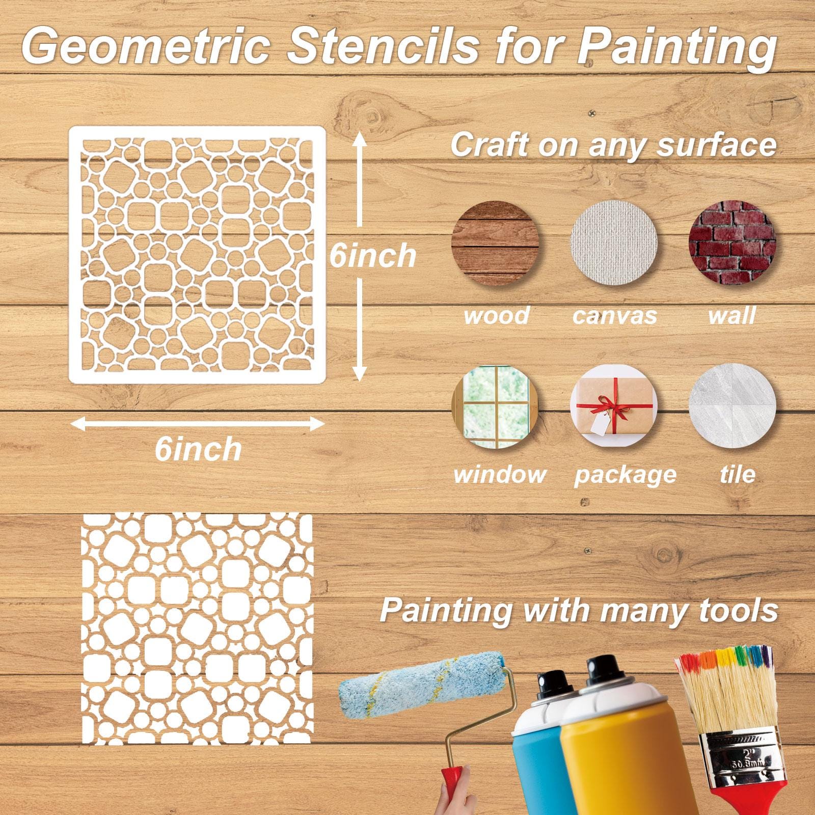Geometric Stencils for Painting, 16PCS 6