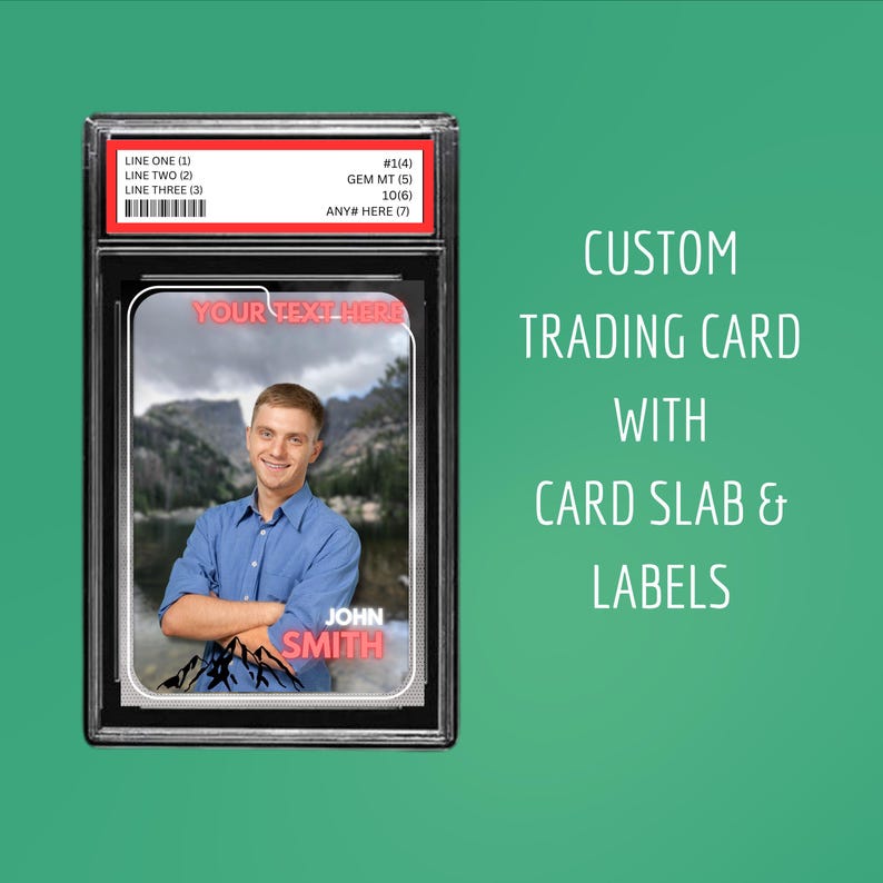 Custom Trading Card With Card Slab and Labels - Etsy
