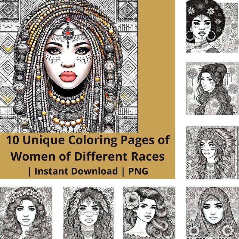 Portrait Coloring Adult Pages Instant Digital Download Printable ...