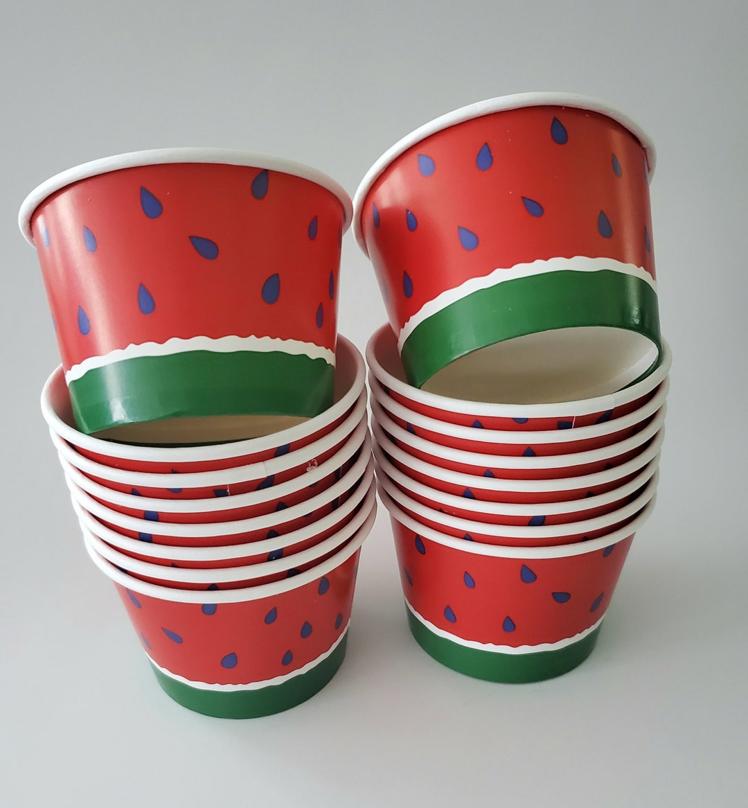 Set of 16 WATERMELON Party Snack Cup, Ice Cream Cups, Dessert Bowls ...