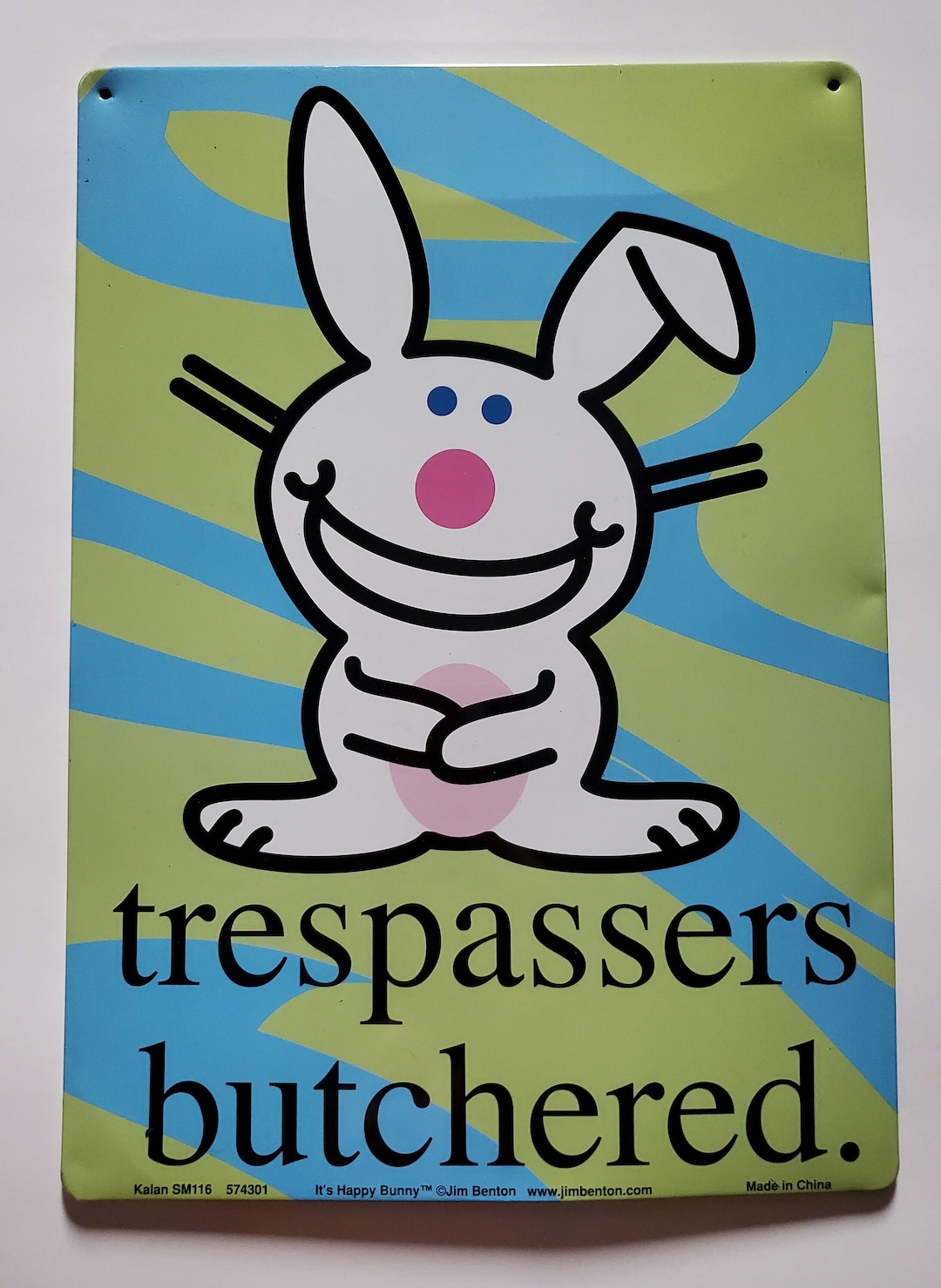 EXTREMELY RARE Happy BUNNY Wall Art, Door Sign - Trespassing Sign ...