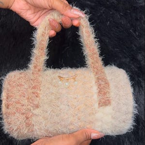 Purse Crochet Dufflebag Handmade Mini Bag Fluffy Fuzzy - Etsy