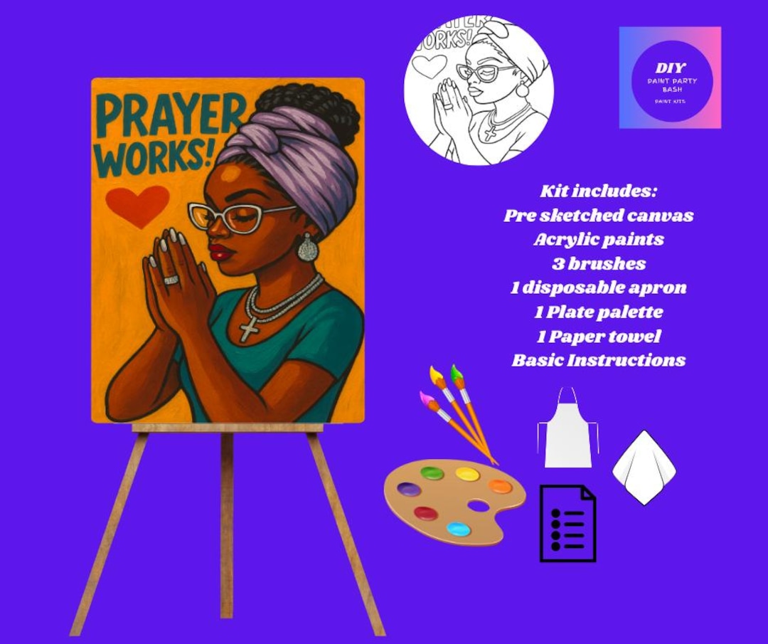 Prayer Works! Paint Party DIY Kit, Christian Art, Inspirational, Faith ...