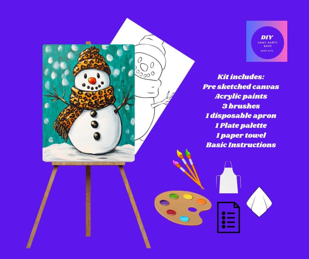 Winter Snowman, Paint Party, Holiday Party, Canvas Art, Fun Snowman ...