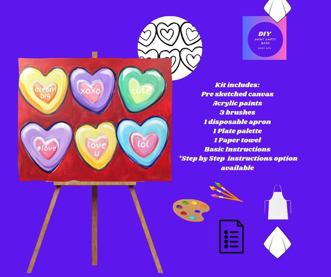 Conversation Hearts Paint Party Kit: DIY Canvas Art - Etsy