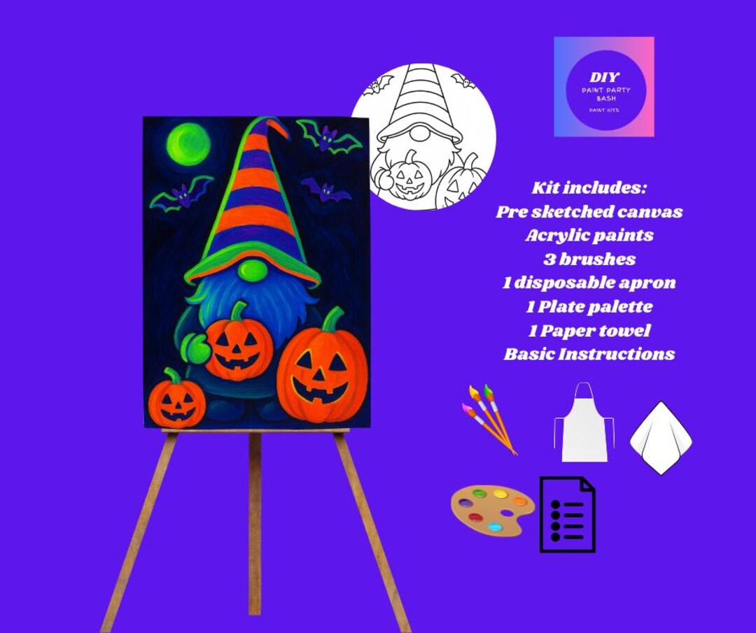 Fluorescent Gnome | Glow in Dark Jack O Lantern Painting| DIY Paint ...