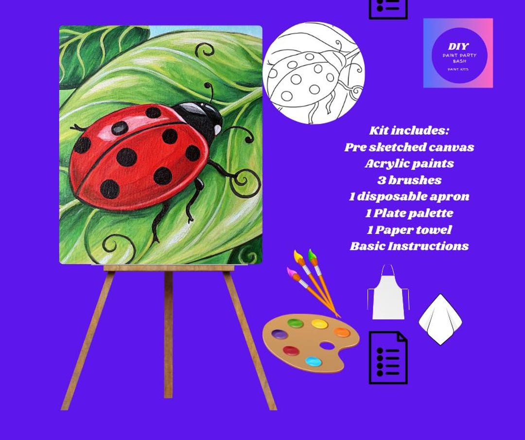 Ladybug DIY Paint Kit , Paint Party, Fun Art for Kids and Adults ...
