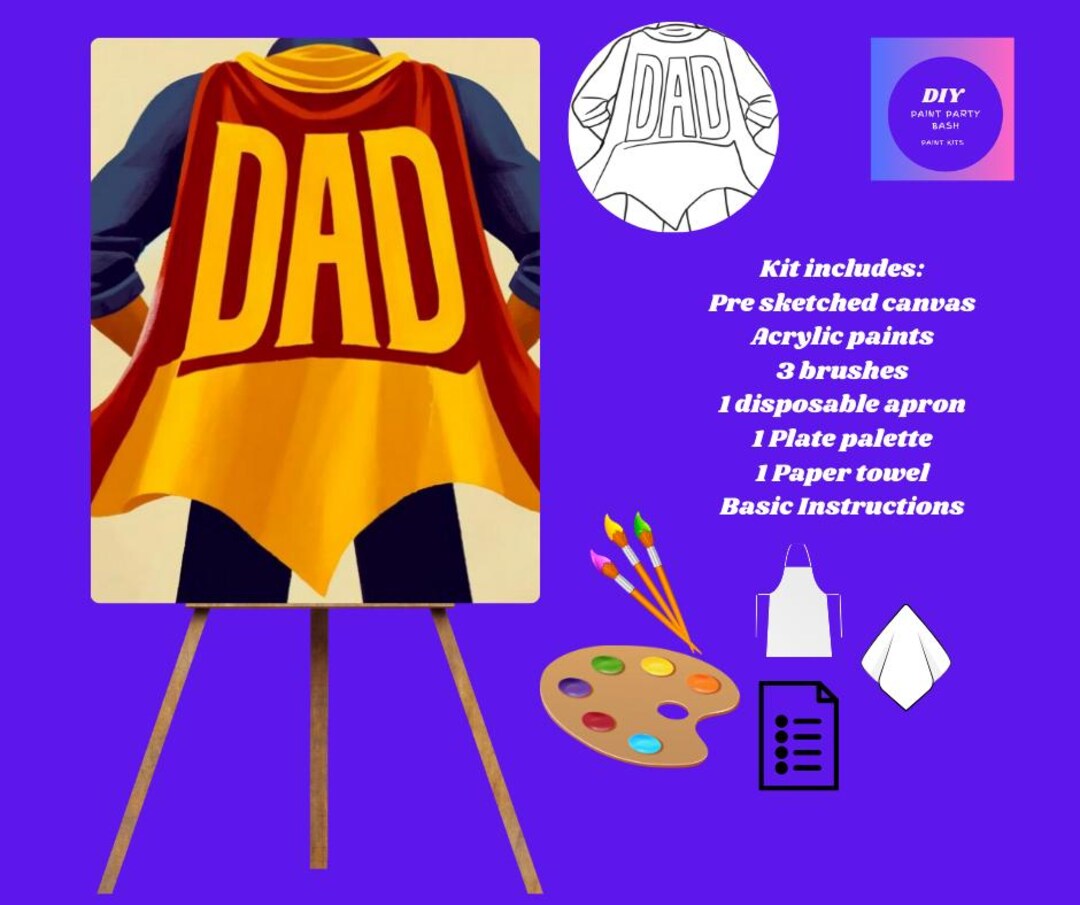Superhero Dad DIY Paint Kit: Father's Day Canvas Art - Etsy