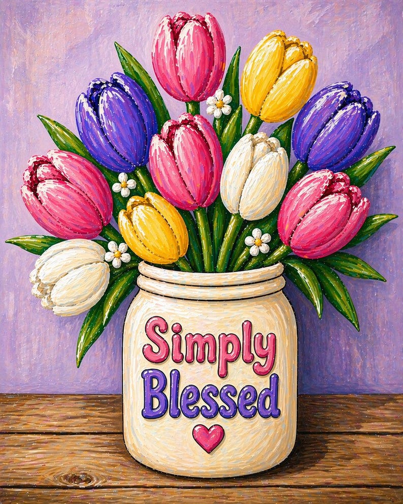 Simply Blessed Tulip Mason Jar Paint Kit: DIY Canvas Art, Acrylic ...