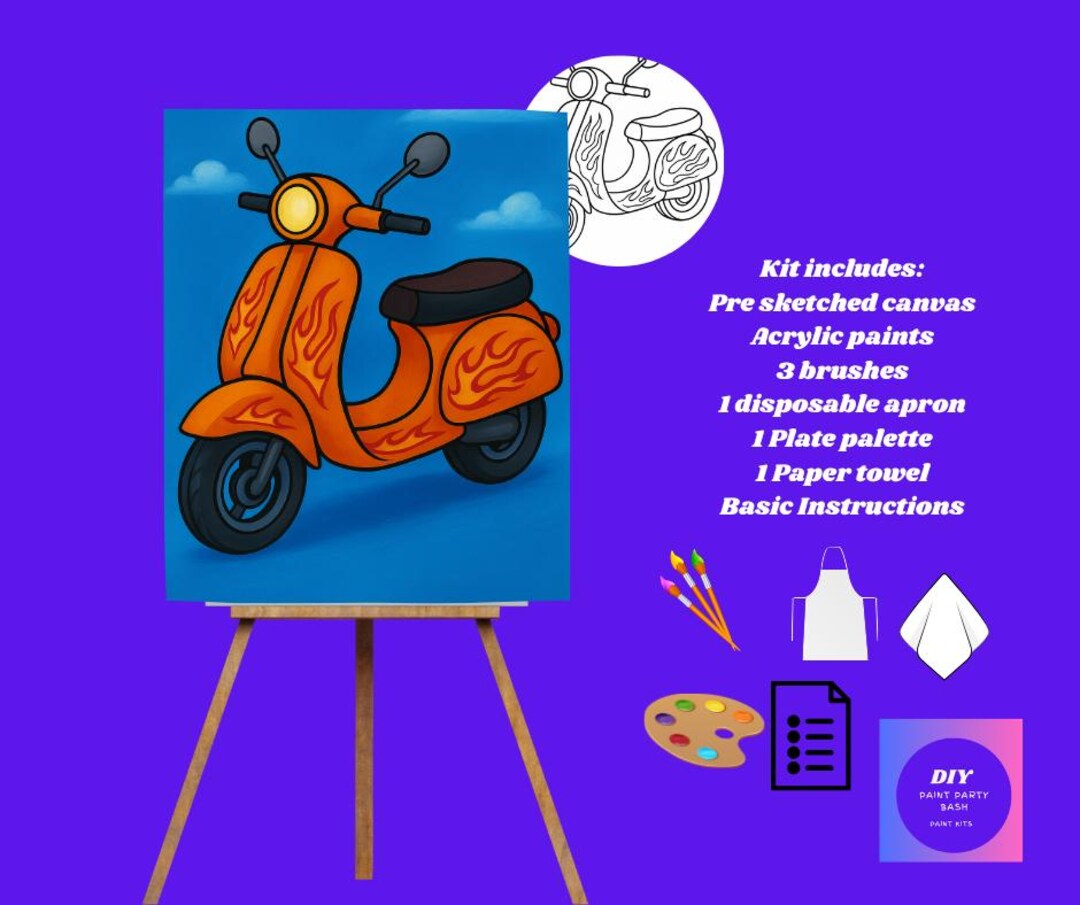 Flaming Scooter DIY Paint Kit: Kids Painting Activity - Etsy