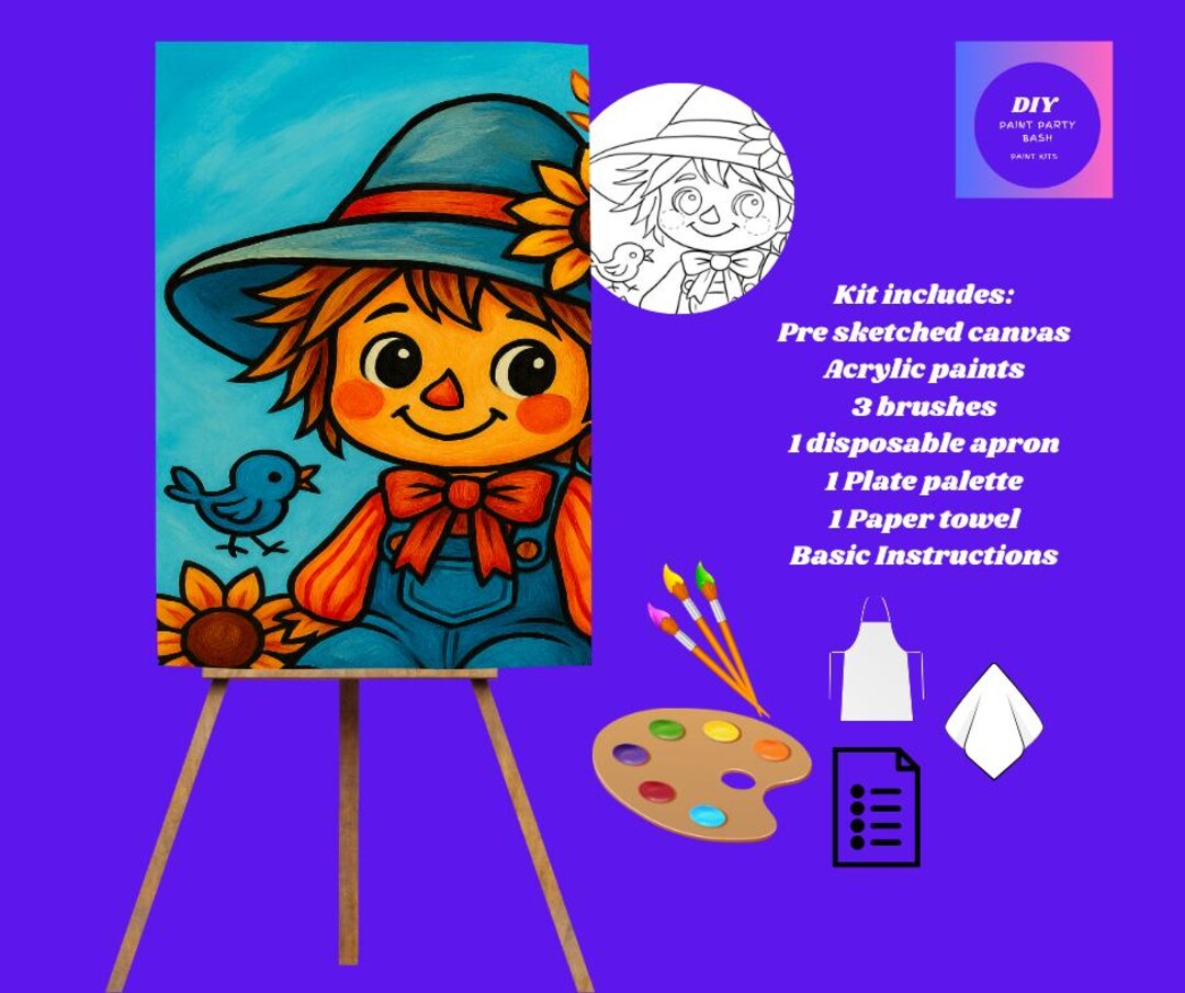 Cutest Fall Scarecrow| Painting| Harvest Activity| Autumn Paint Party ...