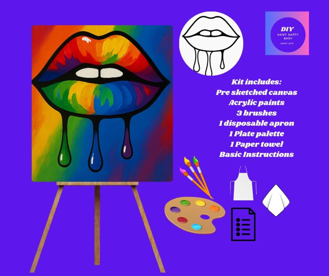 Rainbow Drip Lips|pride Month| DIY Paint Kit - Etsy