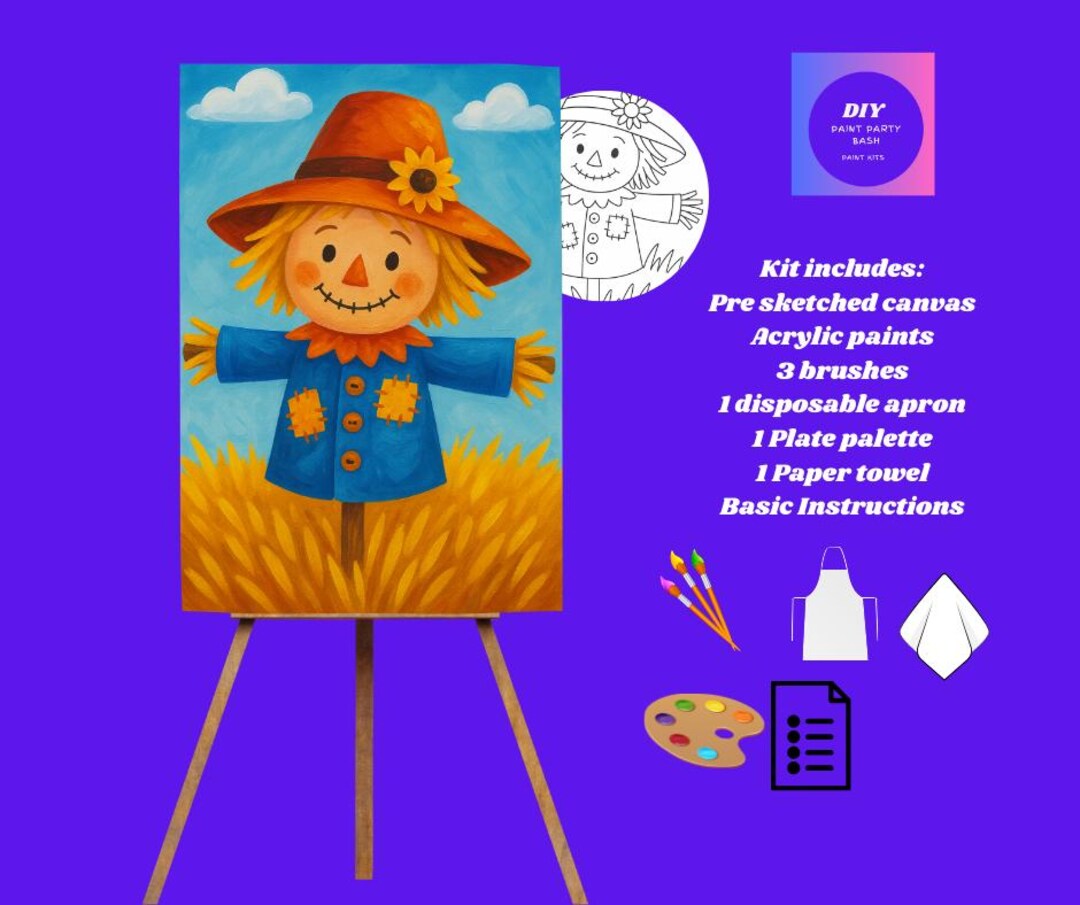 Scarecrow Paint Kit: Kids Fall Acrylic Painting Craft - Etsy