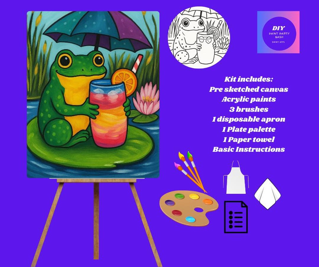 Sip and Chill Frog DIY Paint Kit| Summer Pond Painting for Kids and ...