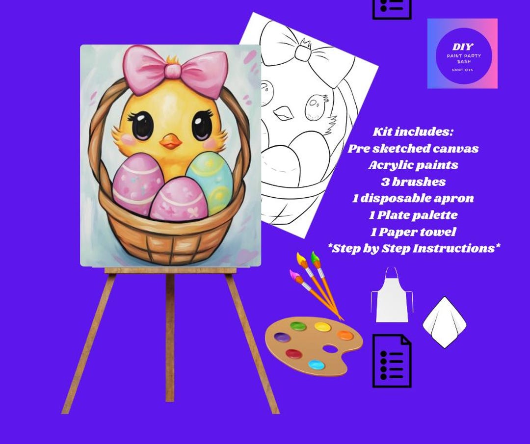 Easter Paint Party DIY Kit, Cute Chic in Woven Basket With Colorful ...