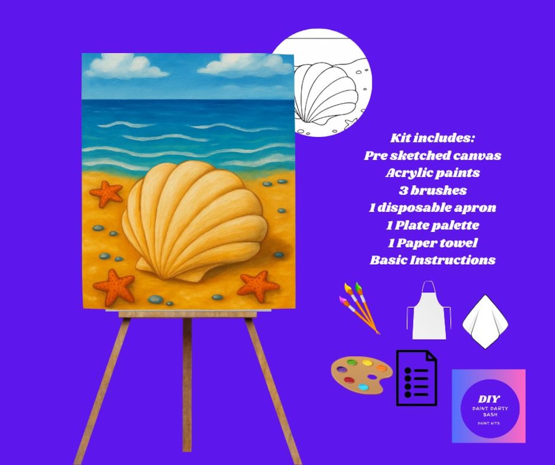 Seashell Beach DIY Paint Kit|summer Kids Craft| Ocean Art Activity - Etsy