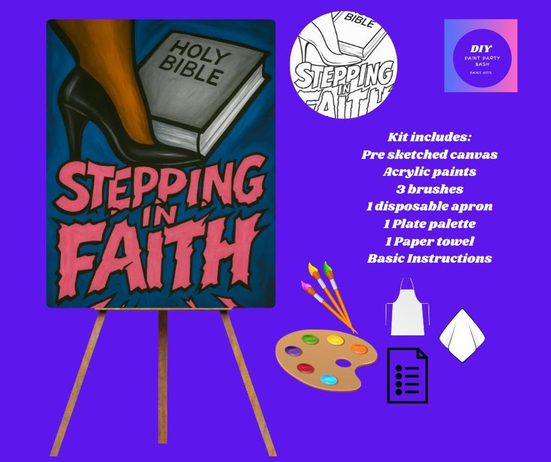 Stepping in Faith Paint Party DIY Kit, Christian Art, Inspirational ...