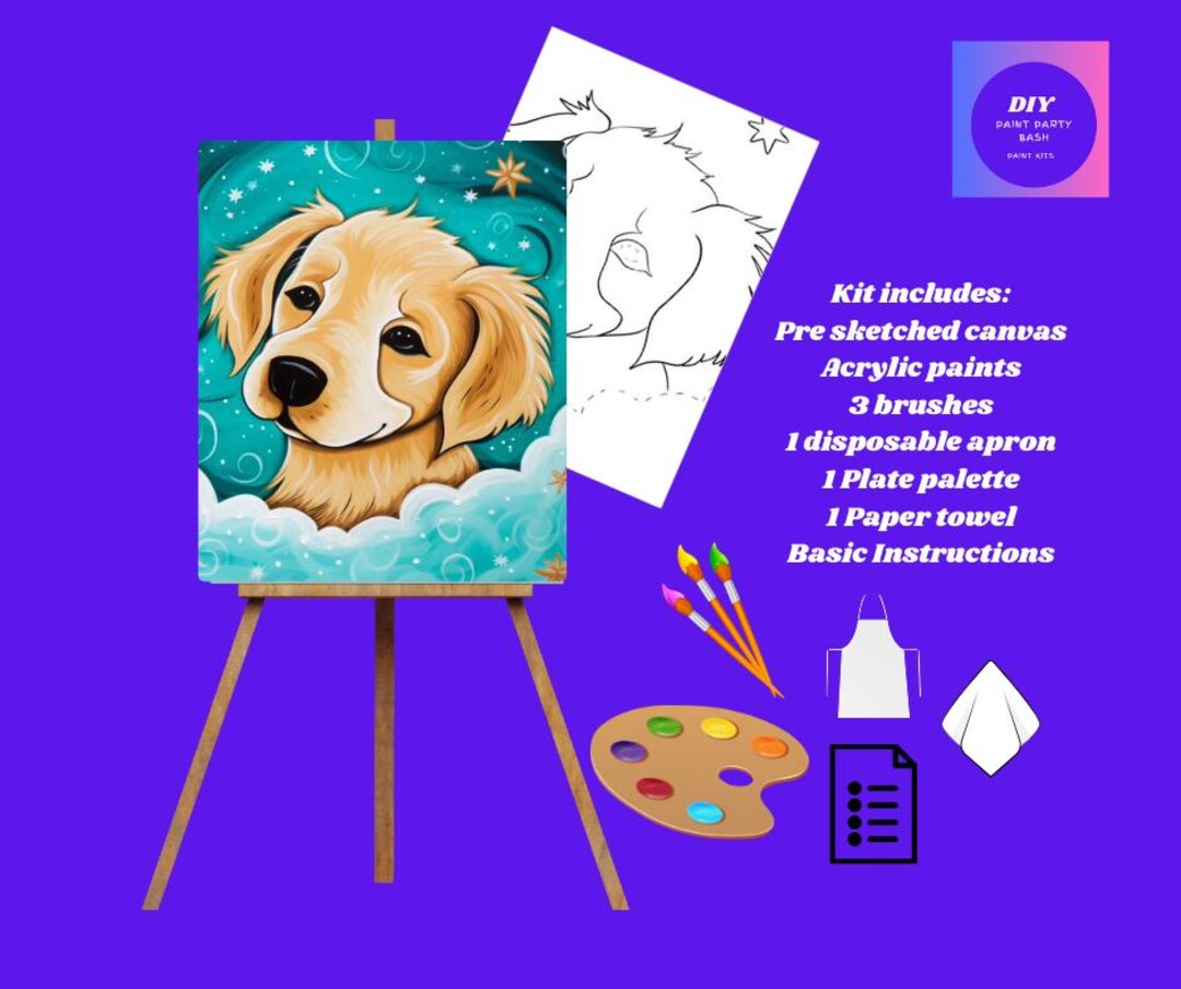 Puppy Paint Kit: DIY Pet Portrait, Acrylic Painting on Canvas - Etsy