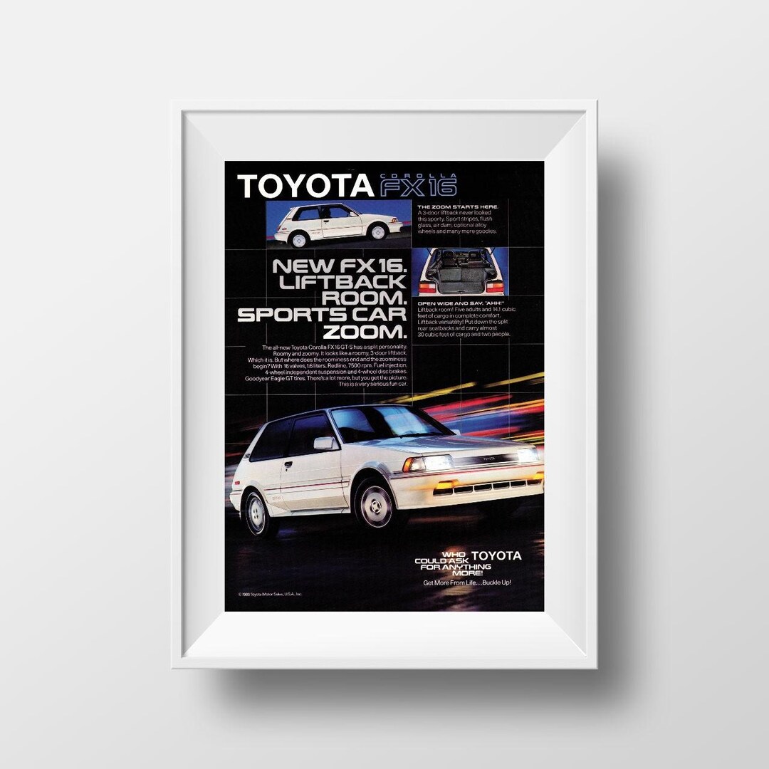 Vintage 1986 Toyota Corolla FX16 Ad Retro Sports Car Poster - Etsy