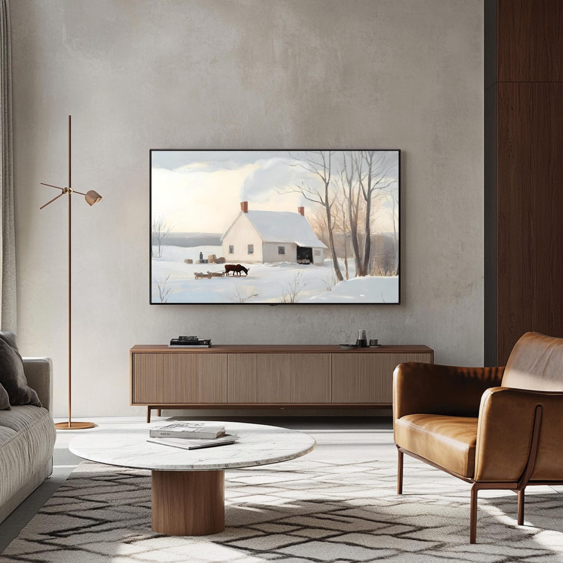 FRAME ART | Quebecois Sugar Shack - Rustic Winter Scene With Oxen and ...