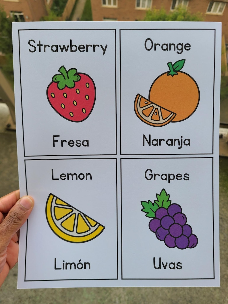 20 Spanish Fruits and Vegetable Flashcards | Printable Flashcards ...