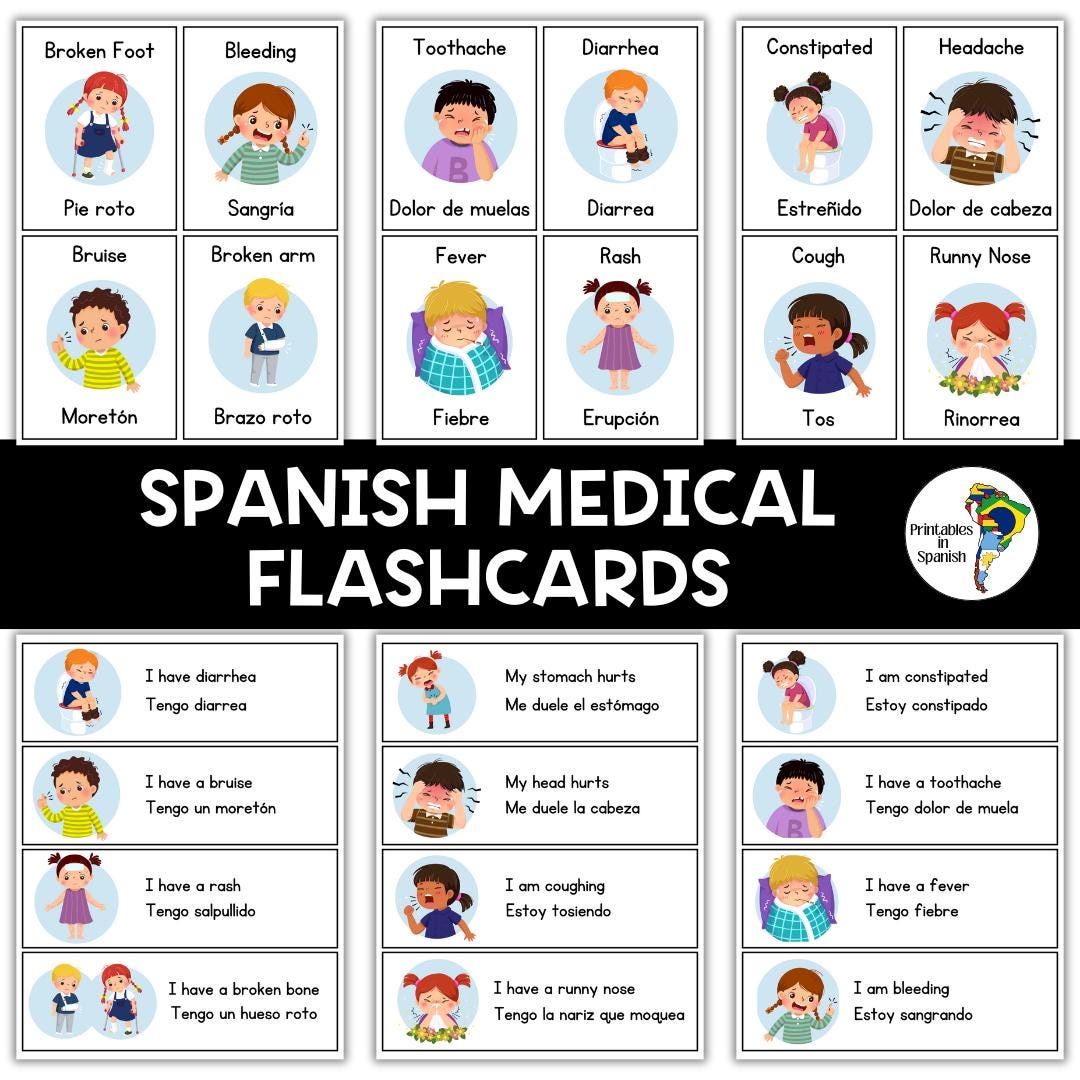 Spanish Health Medical Posters | English Spanish Printable | Flashcards ...