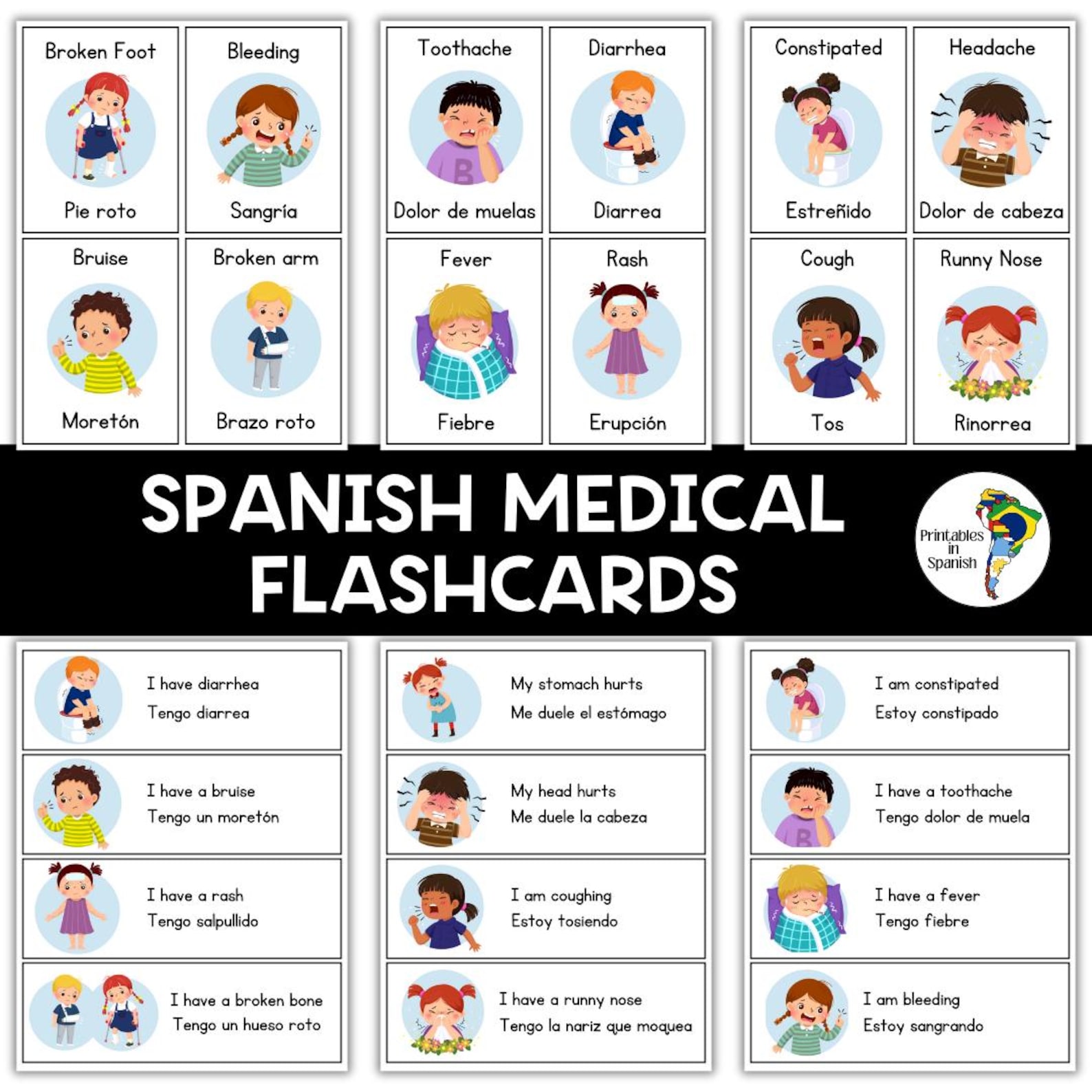 Spanish Health Medical Posters | English Spanish Printable | Flashcards ...