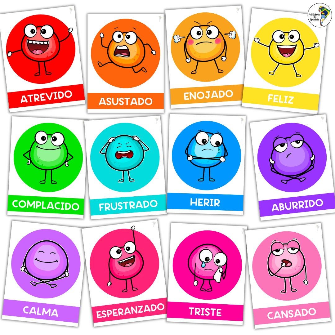 27 Spanish Emotions Posters | English Spanish Printable | Feelings ...