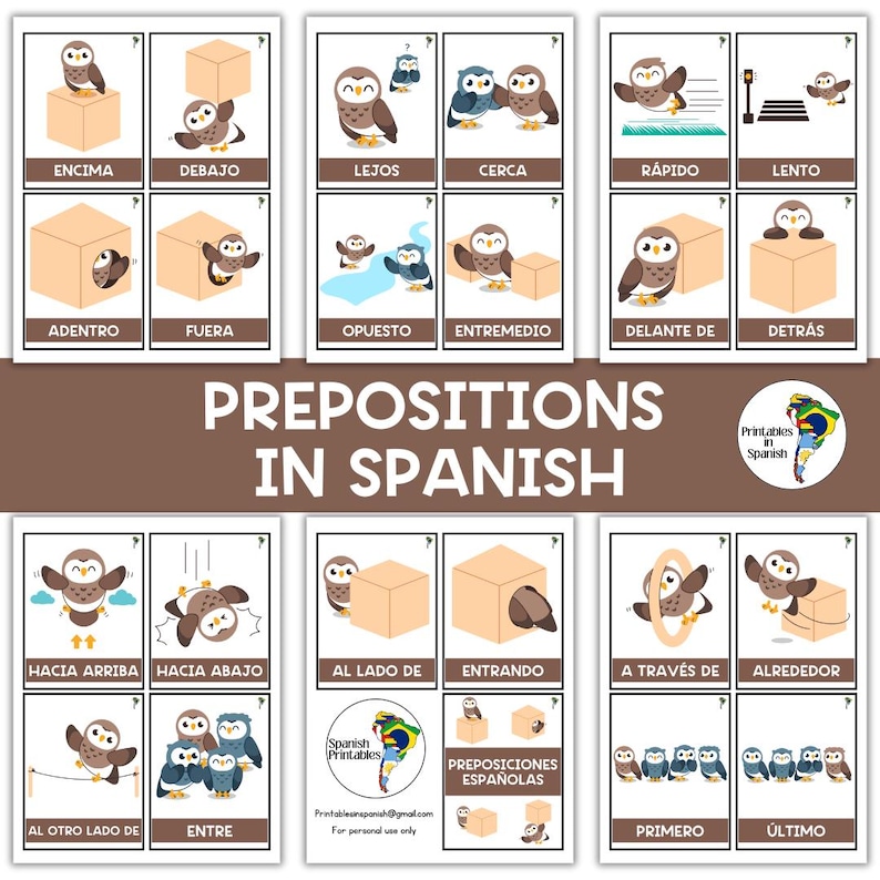 23 Prepositions in Spanish | Spanish Flashcards | ESL | Prepositions ...