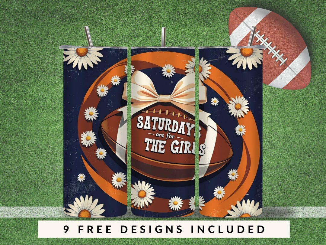 Retro Game Day Tumbler Wrap 20 Oz, Groovy Football Sublimation Design ...